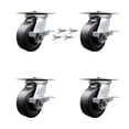 5 Inch Polyolefin Caster Set with Roller Bearing and Brakes/Swivel ...