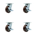 5 Inch Polyurethane Caster Set with Roller Bearings and Brake/Swivel ...