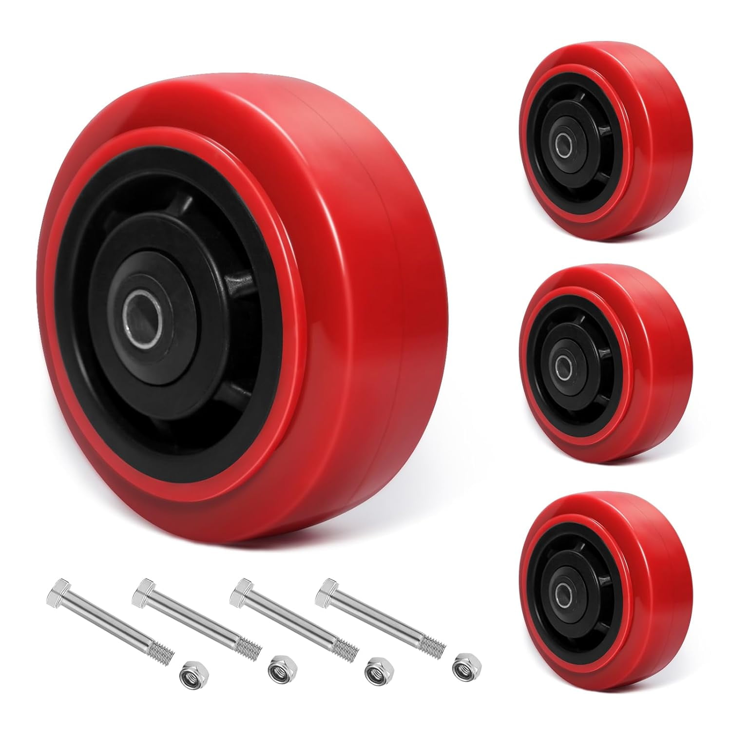 5 Inch Polyurethane Caster Wheels - Polyurethane on Polyolefin Core ...