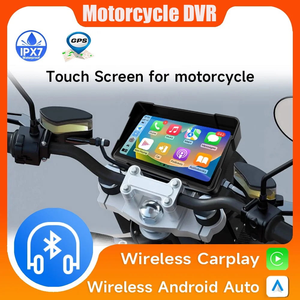 5 Inch Portable Motorcycle GPS Navigation Wireless Apple Carplay ...