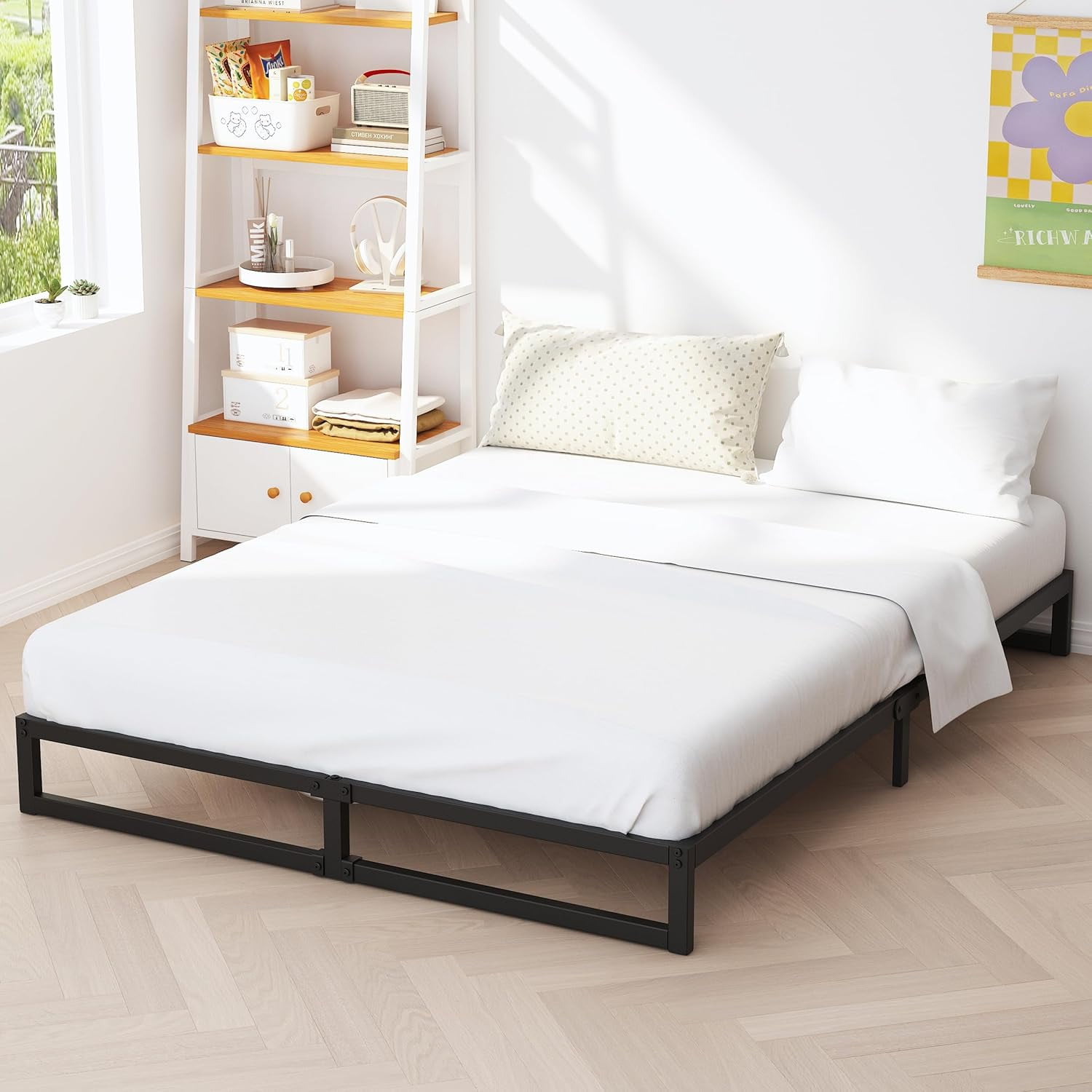 5 Inch Queen Bed Frame Metal Platform Mattress Foundation with Steel ...