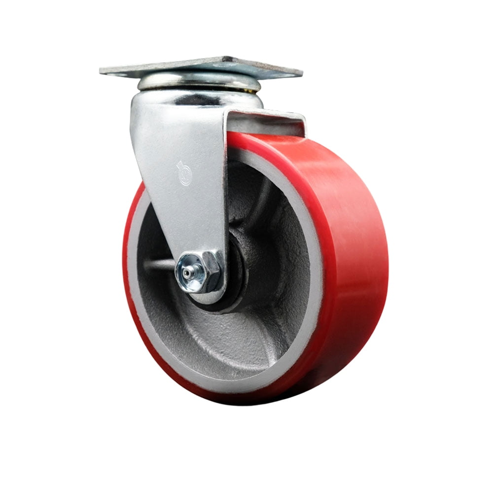 5 Inch Red Poly on Cast Iron Wheel Swivel Caster with Ball Bearing SCC ...