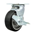 5 Inch Rubber on Aluminum Swivel Caster with Ball Bearing and Brake SCC ...