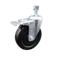 5 Inch SS Hard Rubber Swivel ½ Inch Threaded Stem Caster with Total ...