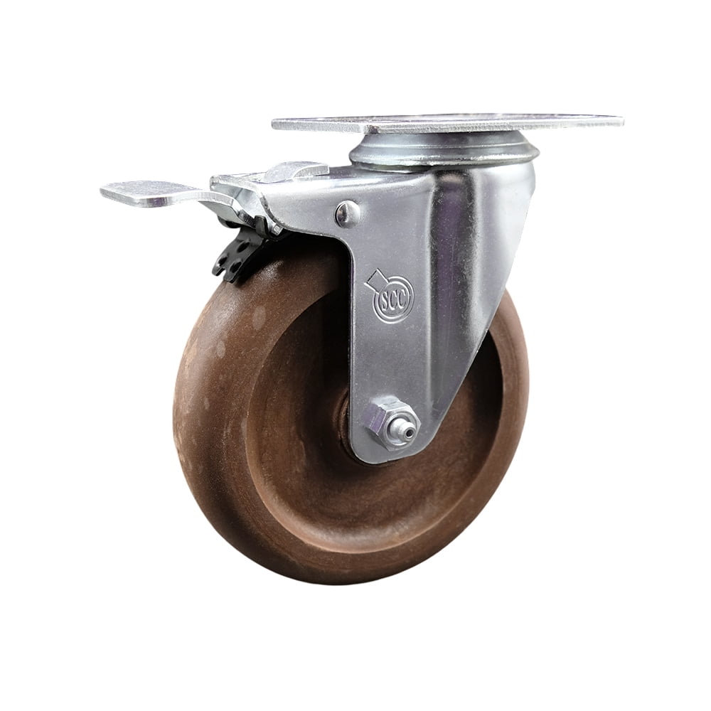 5 Inch SS High Temp Glass Filled Nylon Top Plate Caster with Total Lock ...