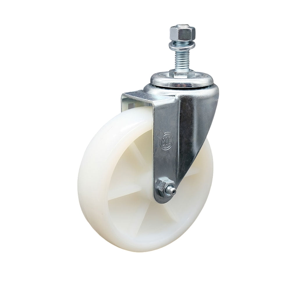 5 Inch SS Nylon Wheel Swivel ½ Inch Threaded Stem Caster Service Caster ...
