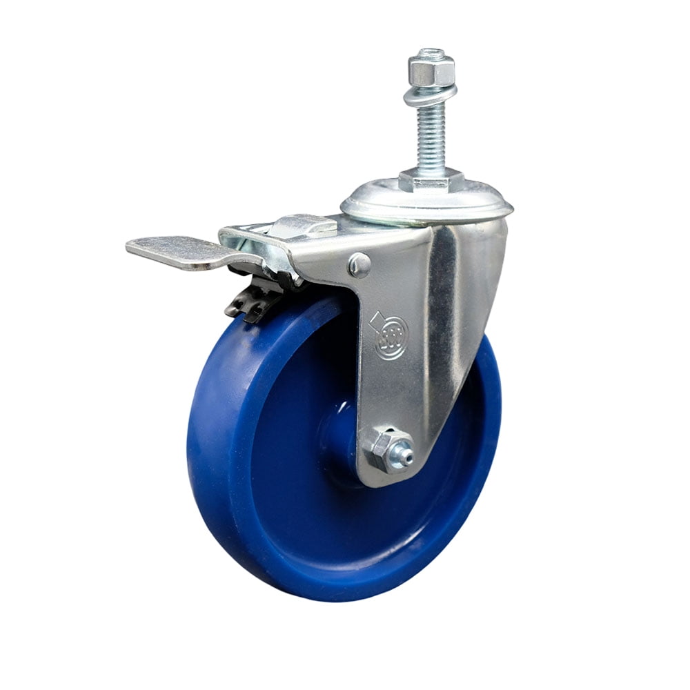 5 Inch SS Solid Polyurethane 10mm Threaded Stem Caster with Total Lock ...