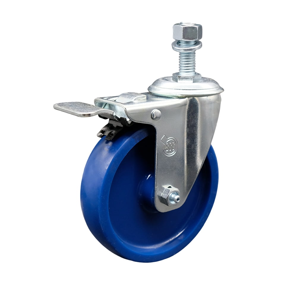 5 Inch SS Solid Polyurethane ½ Inch Threaded Stem Caster with Total ...