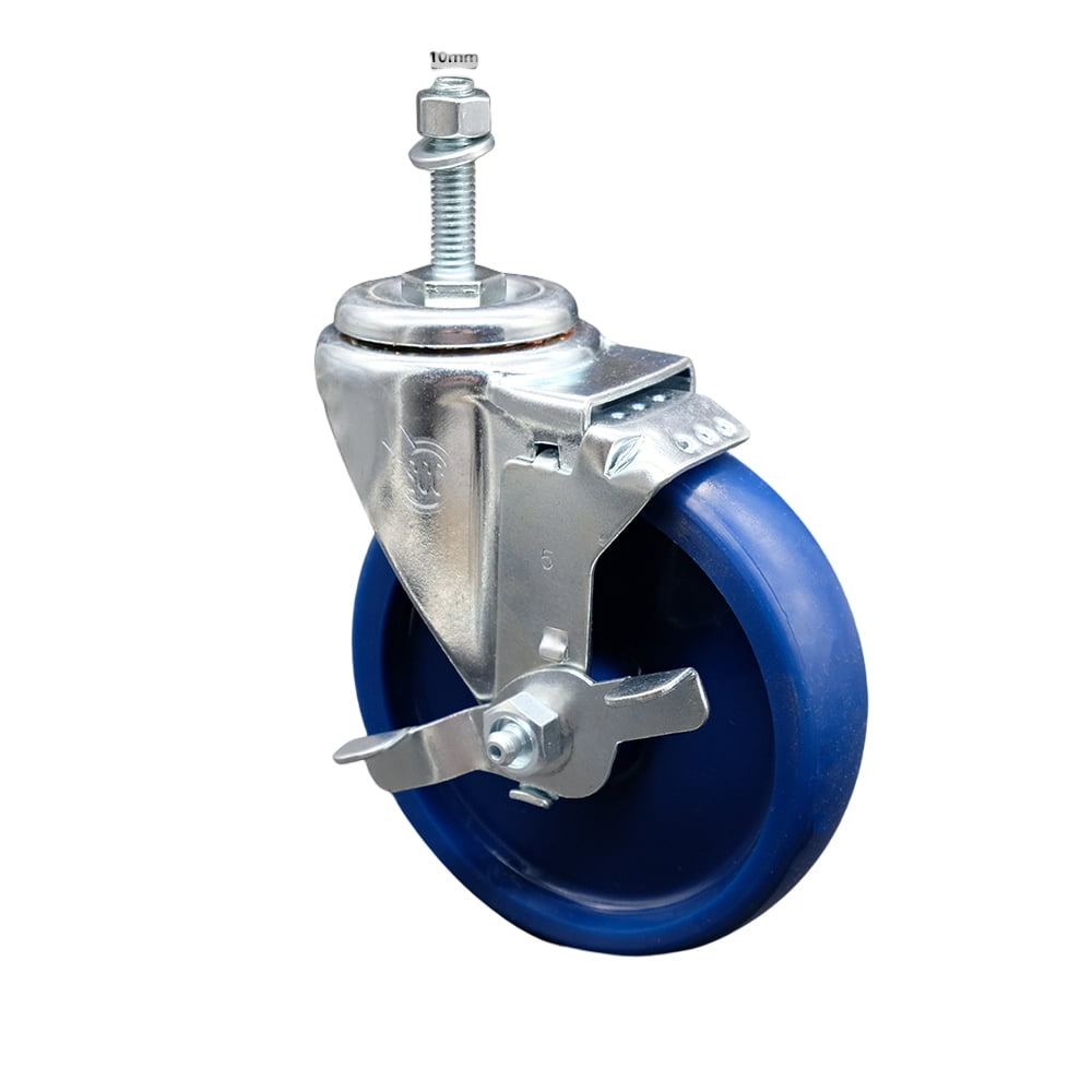 5 Inch SS Solid Polyurethane Swivel 10mm Threaded Stem Caster with ...