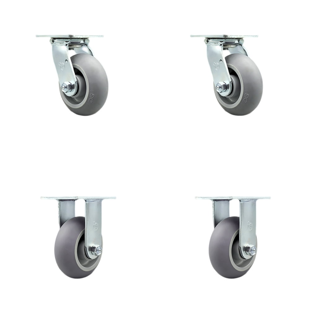 5 Inch SS Thermoplastic Caster Set with Ball Bearing 2 Swivel Lock 2 ...