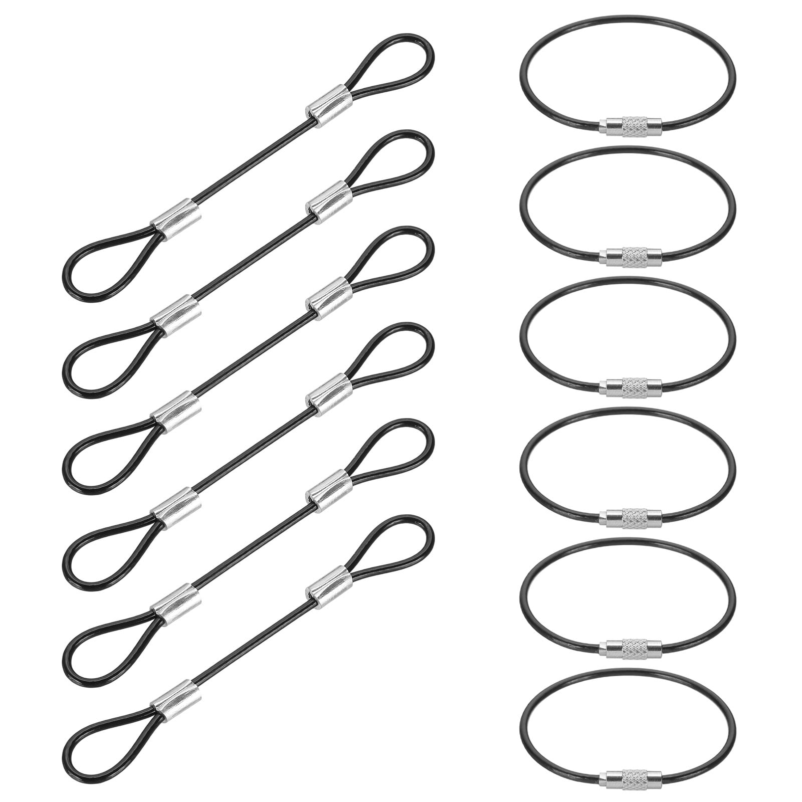 0.3Ft(4 Inch) Safety Cable Lock, 6 Pcs 0.08 Dia Braided Stainless Steel ...