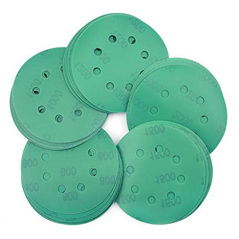 5 Inch Sanding Discs 50Pack 8 Hole Hook and Loop 800/1000/1200/1500 ...
