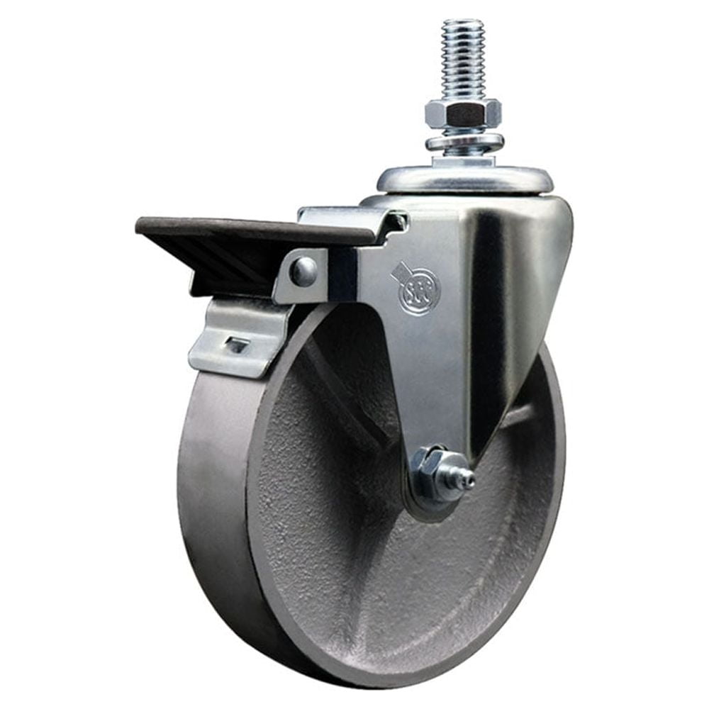 5 Inch Semi Steel 10MM Threaded Stem Caster with Brake - Walmart.com