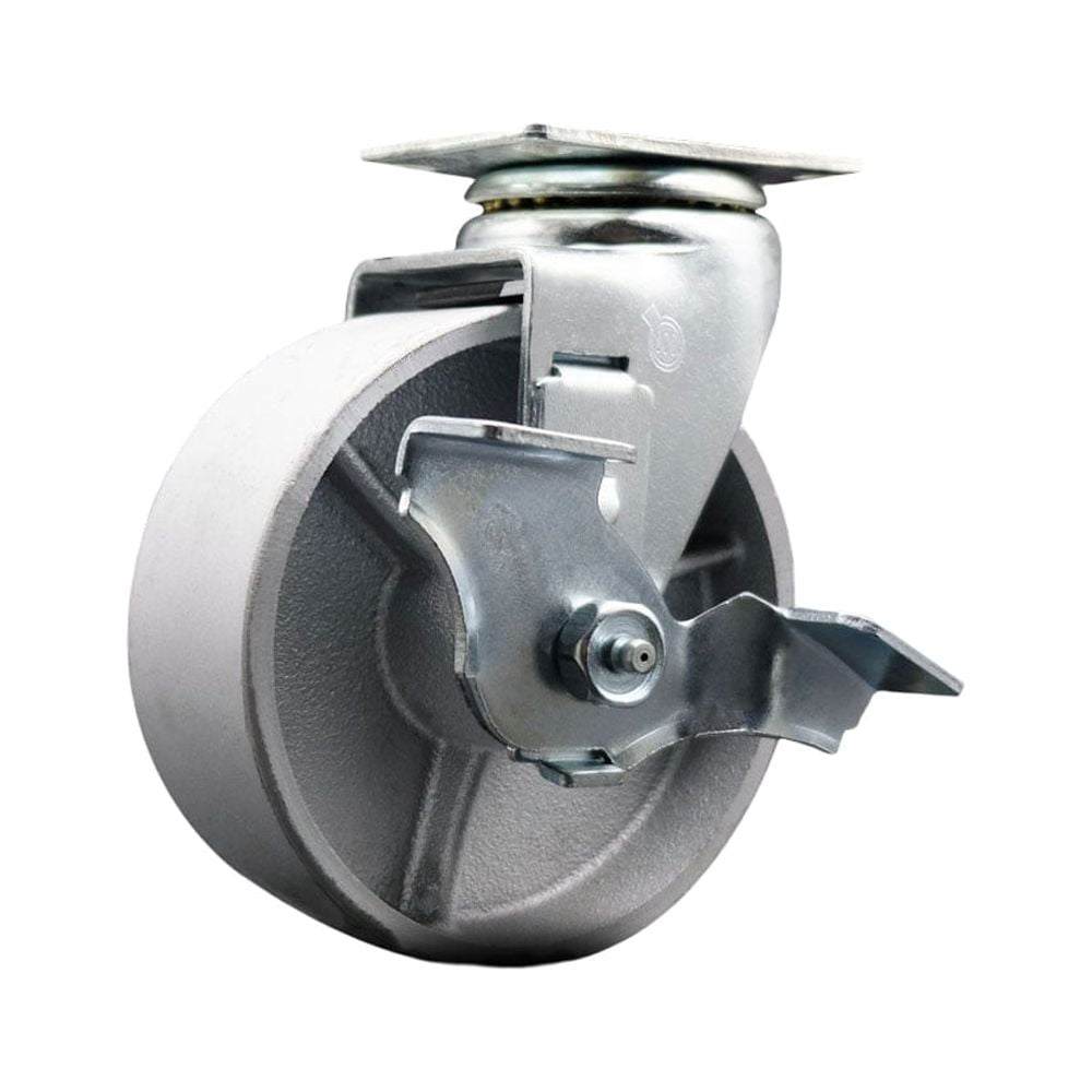 5 Inch Semi Steel Cast Iron Swivel Caster with Roller Bearing and Brake ...
