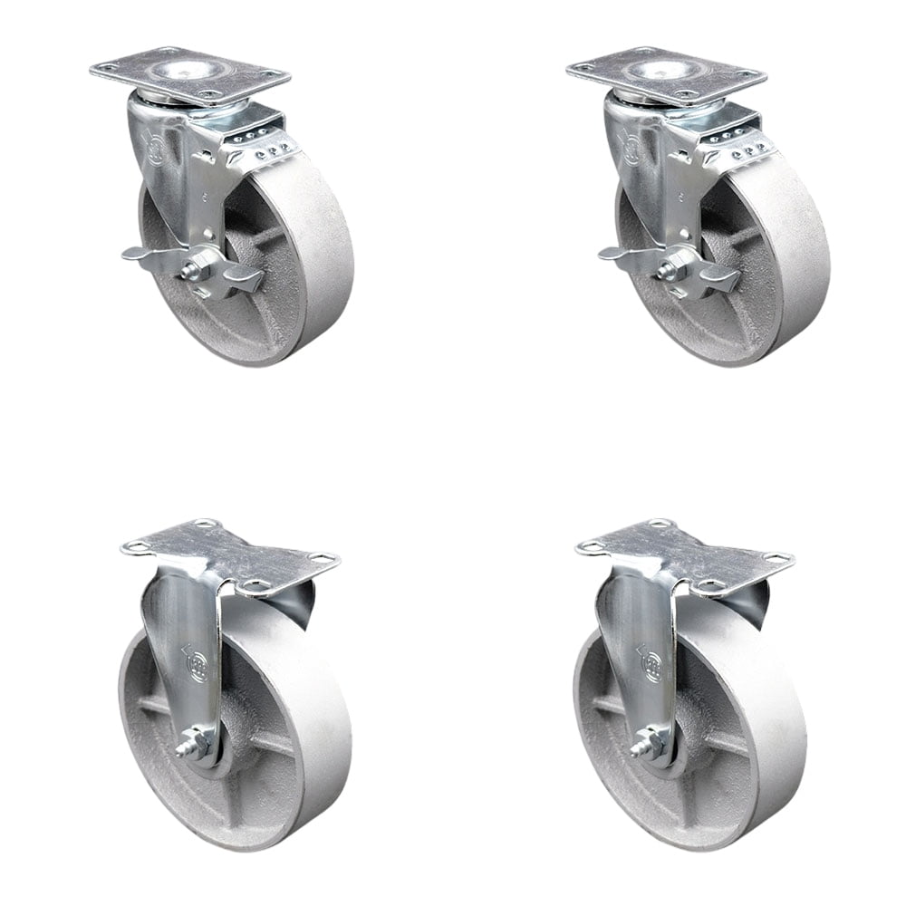 5 Inch Semi Steel Cast Iron Swivel Top Plate Caster Set with 2 Brake 2 ...