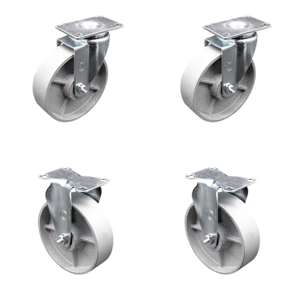 5 Inch Semi Steel Cast Iron Wheel Swivel Top Plate Caster Set with 2 ...