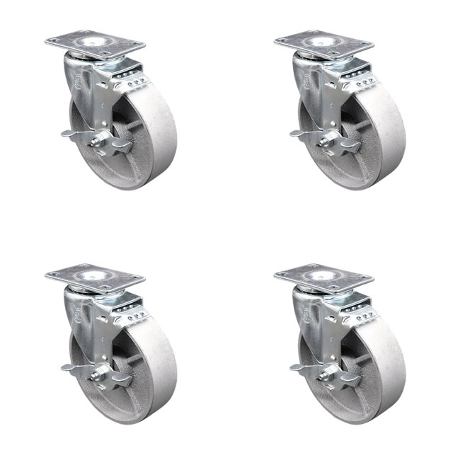 5 Inch Semi Steel Cast Iron Wheel Swivel Top Plate Caster Set with ...