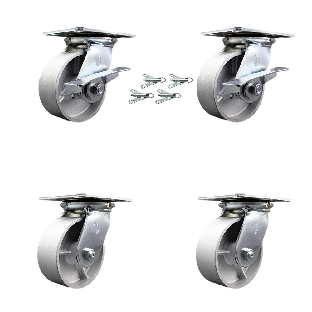5 Inch Semi Steel Caster Set with Ball Bearing 4 Swivel Lock and 2 ...