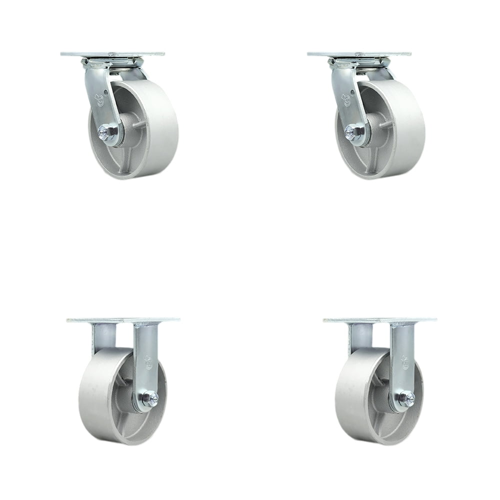 5 Inch Semi Steel Caster Set with Roller Bearings 2 Swivel 2 Rigid SCC ...