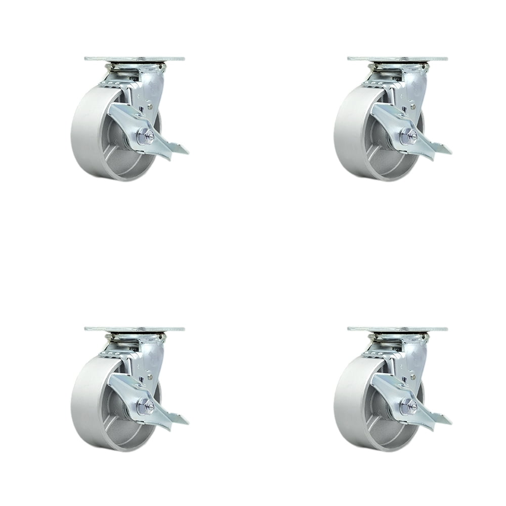 5 Inch Semi Steel Caster Set with Ball Bearings and Brake/Swivel Lock ...