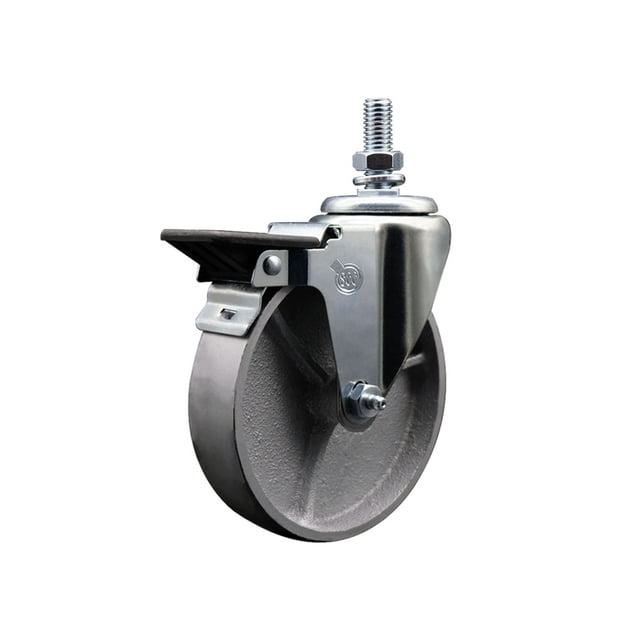 5 Inch Semi Steel ½ Inch Threaded Stem Caster with Brake - Walmart ...