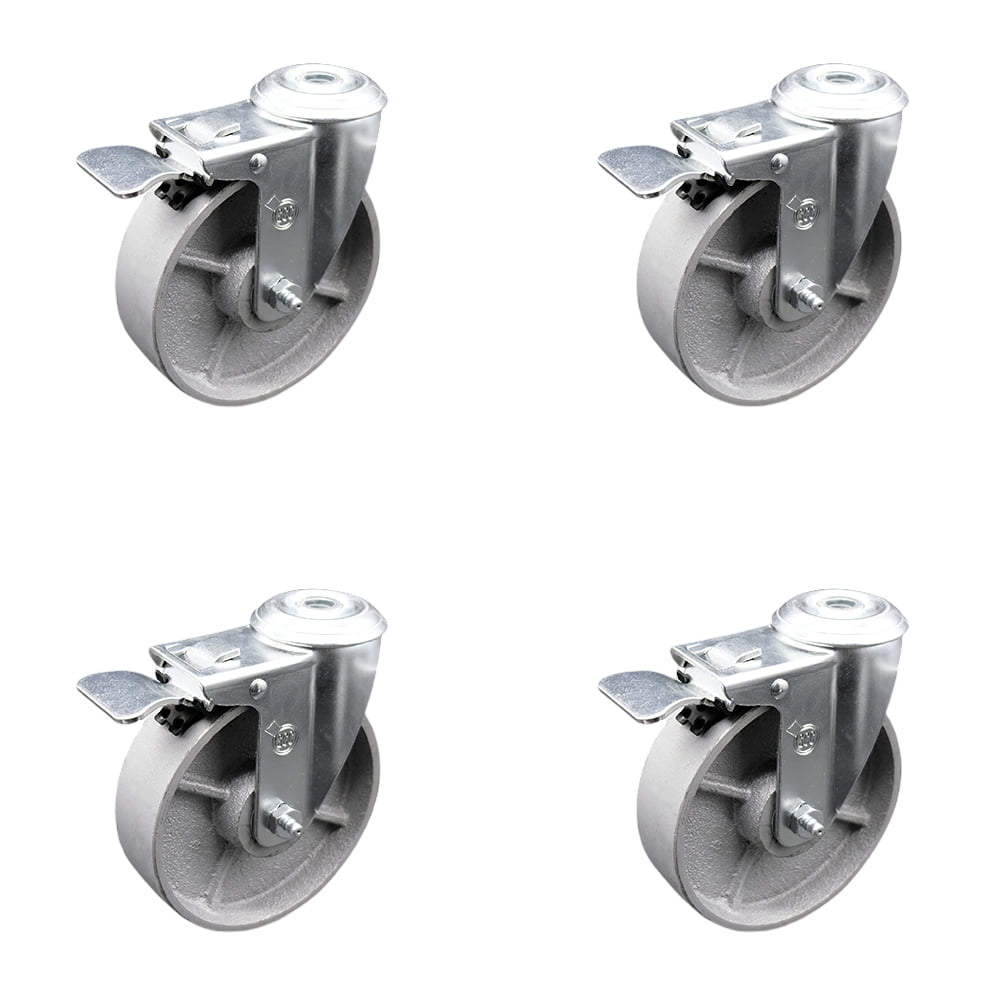 5 Inch Semi Steel Swivel Bolt Hole Caster Set with Total Lock Brake SCC ...