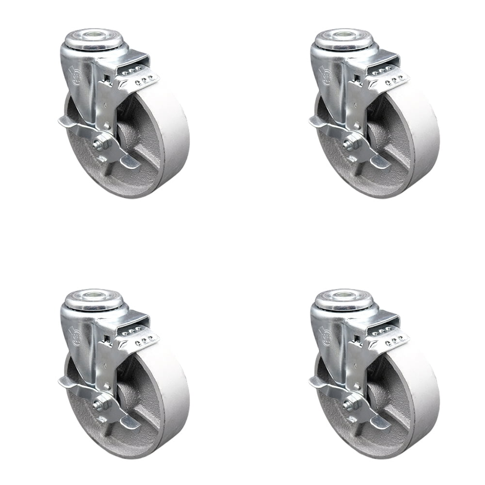 5 Inch Semi Steel Wheel Swivel Bolt Hole Caster Set with Brake Service ...