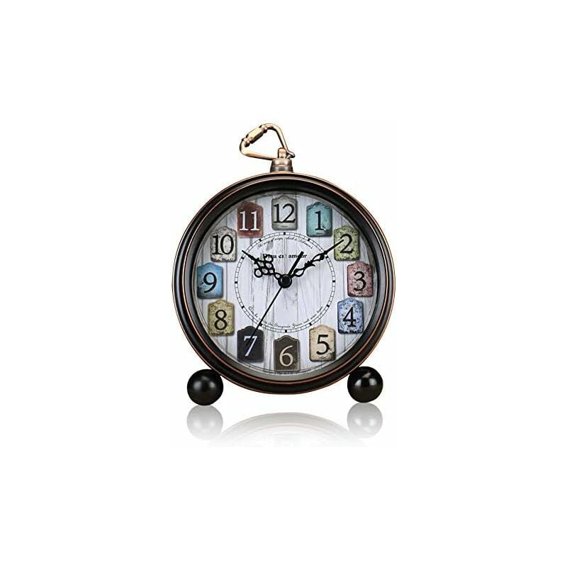 5 Inch Silent Metal Alarm Clock Morning, Retro Alarm Clock Sound ...