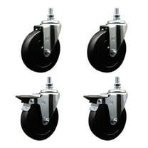 4 Inch Soft Rubber Swivel 3/4 Inch Threaded Stem Caster Set 2 Total ...