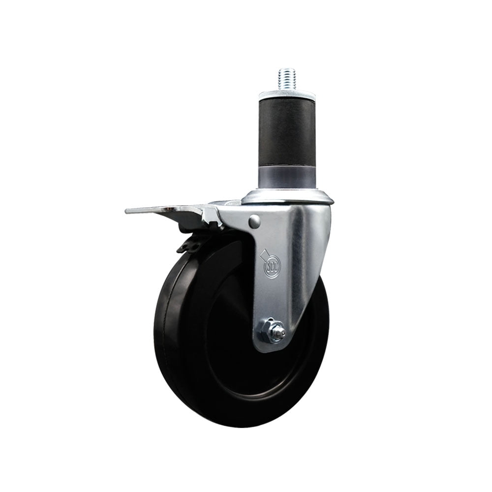 5 Inch Soft Rubber Swivel 1-5/8 Inch Expanding Stem Caster Total Lock ...