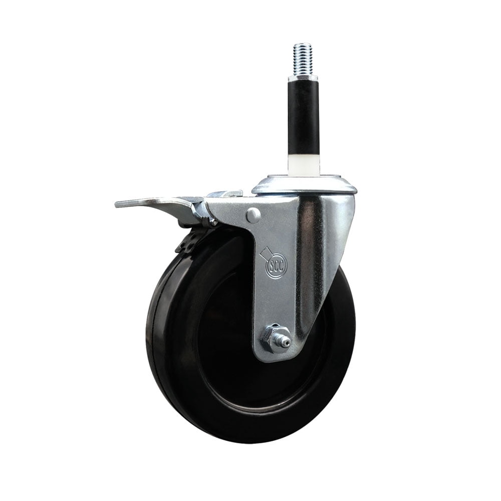 5 Inch Soft Rubber Swivel 7/8 Inch Expanding Stem Caster Total Lock ...