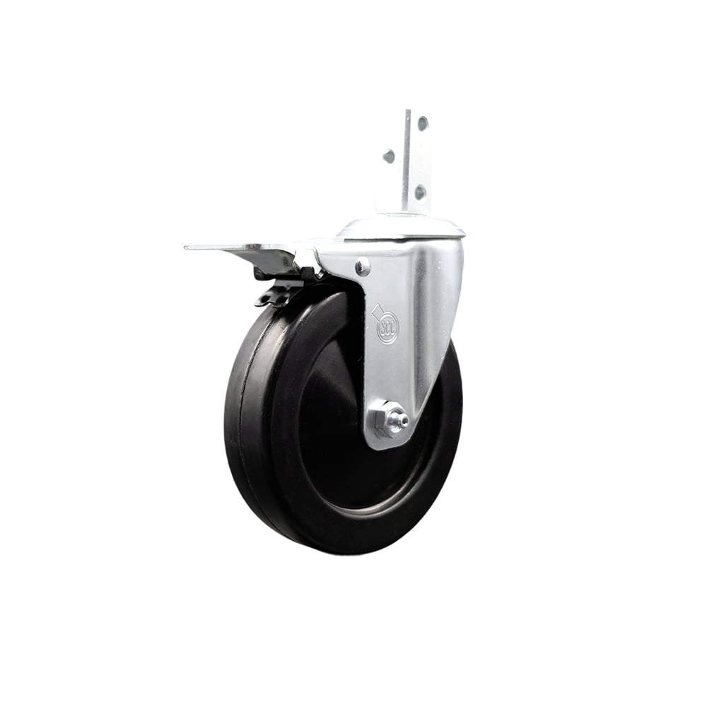 5 Inch Soft Rubber Swivel 7/8 Inch Square Stem Caster with Total Lock ...