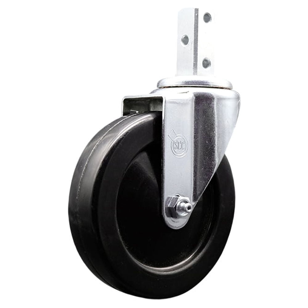 5 Inch Soft Rubber Wheel Swivel 3/4 Inch Square Stem Caster Service ...