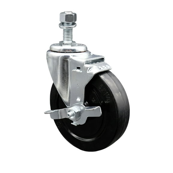 5 Inch Soft Rubber Wheel Swivel Bolt Hole Caster with Brake Service ...