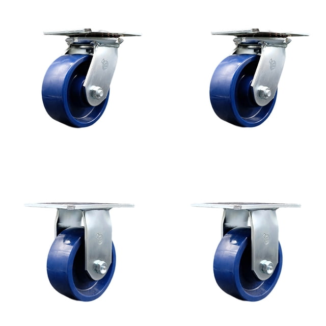 5 Inch Solid Poly Caster Set with Roller Bearings 2 Swivel 2 Rigid SCC ...