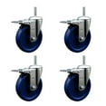 5 Inch Solid Poly Swivel 5/8 Inch Threaded Stem Caster Set with Total ...