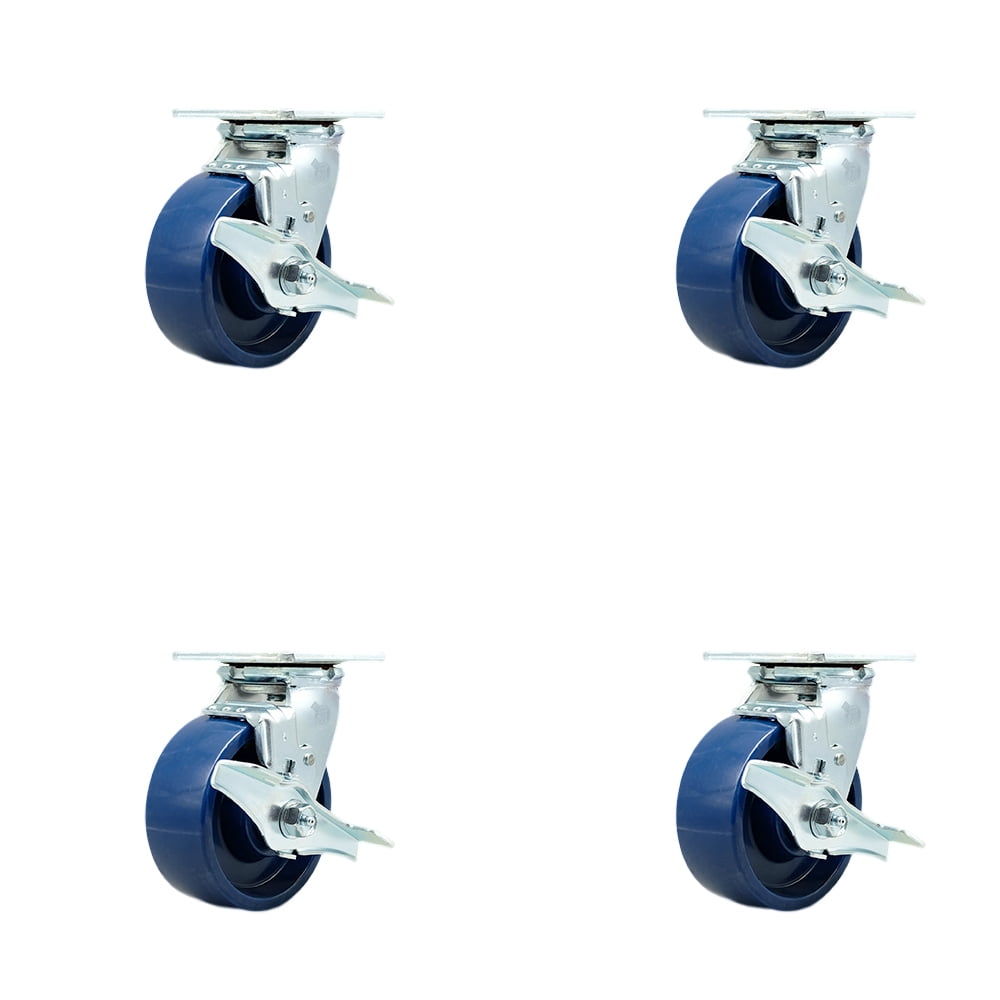 5 Inch Solid Polyurethane Caster Set with Roller Bearing and Brake ...