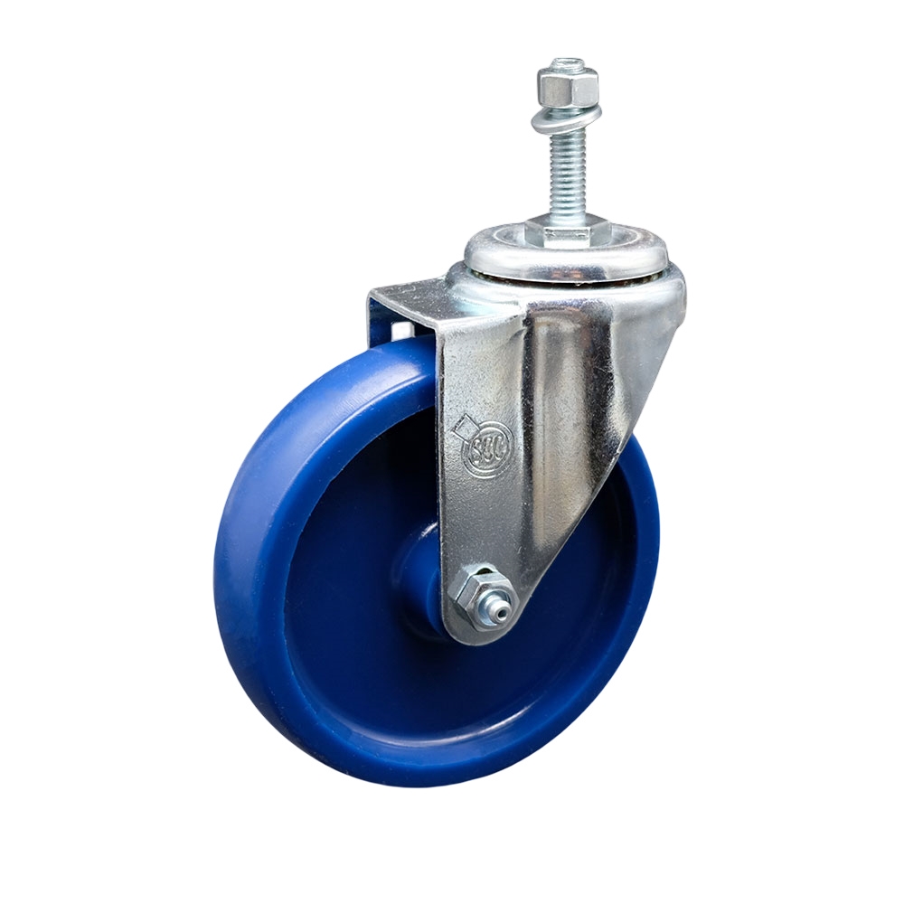5 Inch Solid Polyurethane Wheel Swivel 10mm Threaded Stem Caster SCC ...