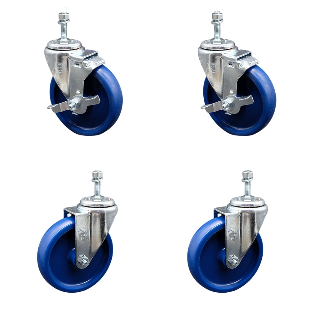 5 Inch Solid Polyurethane Wheel Swivel 3/8 Inch Threaded Stem Caster ...