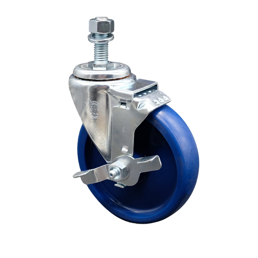 5 Inch Solid Polyurethane Wheel Swivel ½ Inch Threaded Stem Caster with ...