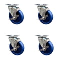 5 Inch Solid Polyurethane Wheel Swivel Top Plate Caster Set with Brake ...