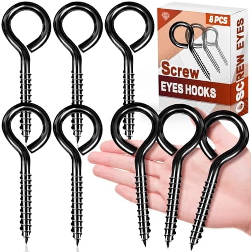 5 Inch Stainless Steel Screw Eyes, 8 Pack Eye Bolt Lag Screw, Black Eye ...