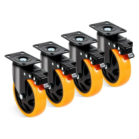 5 Inch Swivel Casters, Set of 4 - Heavy Duty 450lbs Capacity, A/B ...