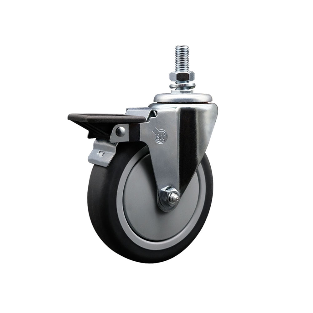 5 Inch Thermoplastic Rubber 10MM Threaded Stem Caster with Brake ...