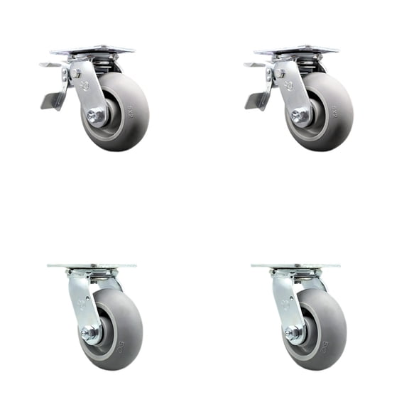 4 Inch Nylon Swivel Caster Set with Roller Bearing 2 Total Lock Brake ...