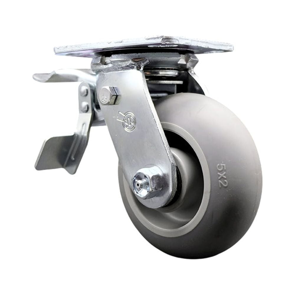 5 Inch Thermoplastic Rubber Caster with Roller Bearing and Total Lock ...