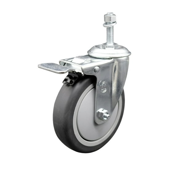 5 Inch Thermoplastic Rubber Swivel 10mm Stem Caster with Total Lock ...