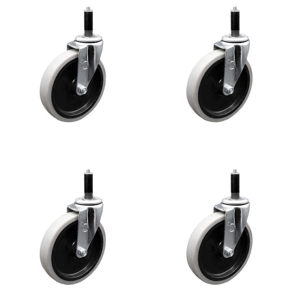 5 Inch Thermoplastic Rubber Wheel 1 Inch Expanding Stem Caster Set of 4 ...