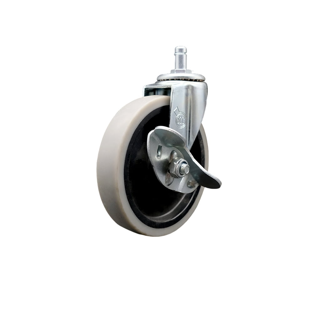 5 Inch Thermoplastic Rubber Wheel 7/8 Grip Ring Stem Caster with Brake ...