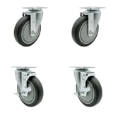 5 Inch Thermoplastic Rubber Wheel Swivel Top Plate Caster Set with 2 ...